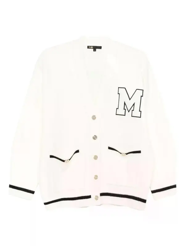 Maje Initial-embellished Cardigan - White