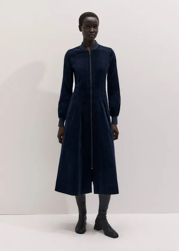 ME+EM Cotton Cord Pleated Midi Dress