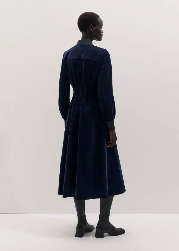 ME+EM Cotton Cord Pleated Midi Dress