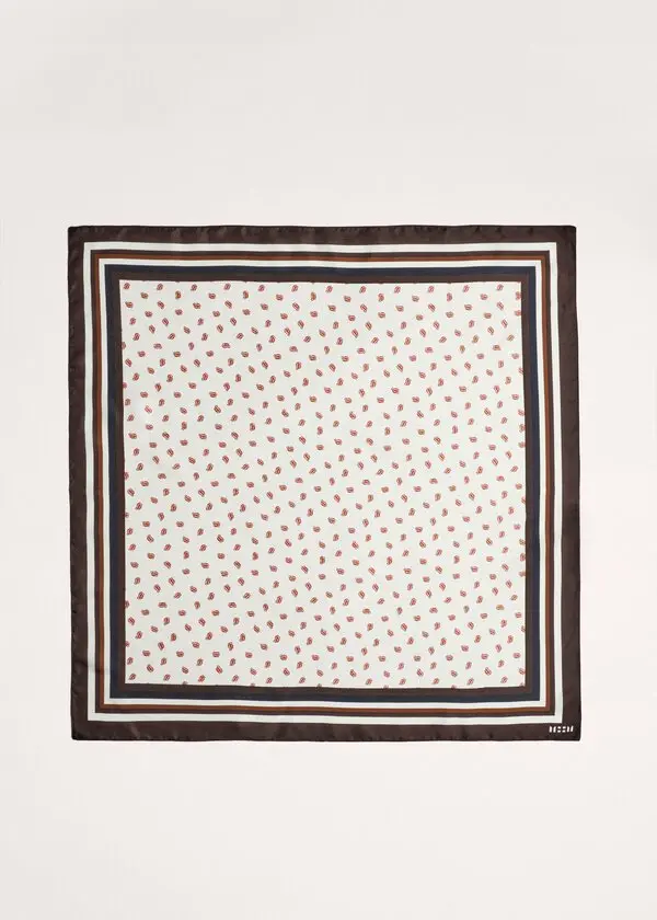ME+EM Spaced Paisley Silk Scarf - Light Cream/brown