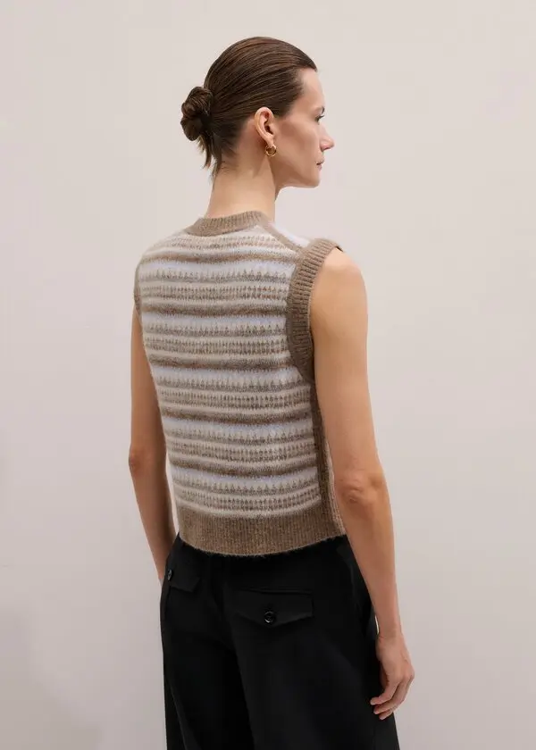 ME+EM Fairisle Jacquard Button-through Crop Vest