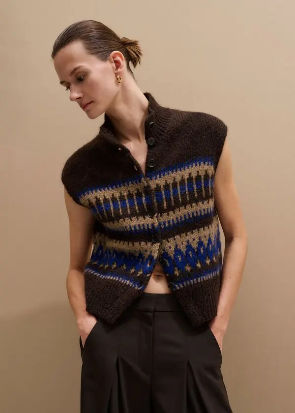 ME+EM Button-through Relaxed Jacquard Vest