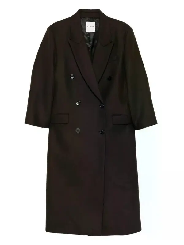 Sandro Buttoned Double-breasted Coat - Brown