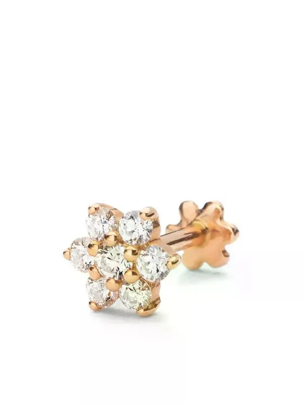 MARIA TASH 18k Rose Diamond Flower Stud Earring - Gold