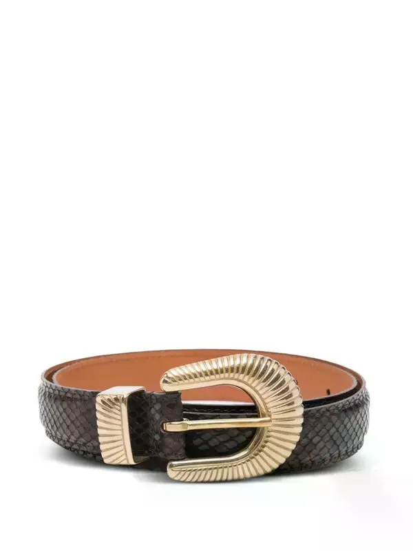 Sandro Embossed Leather Buckled Belt - Brown