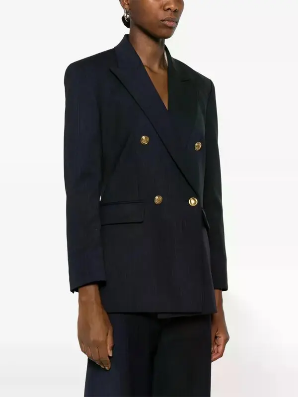 Sandro Pinstripe Double-breasted Wool Blazer - Blue