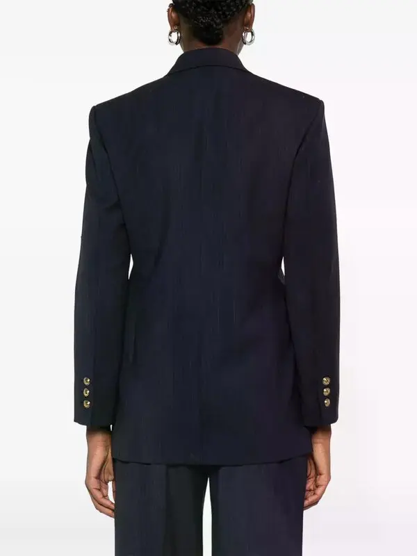 Sandro Pinstripe Double-breasted Wool Blazer - Blue