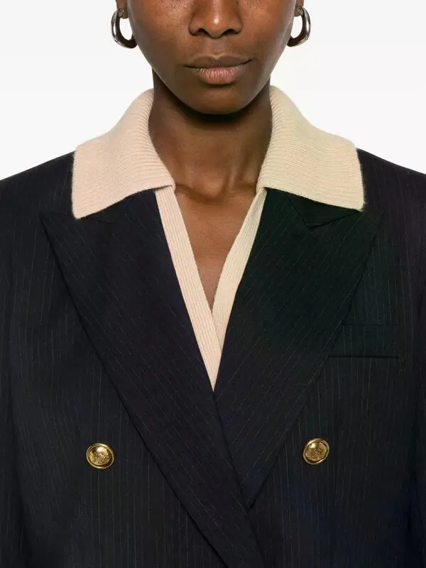 Sandro Pinstripe Double-breasted Wool Blazer - Blue