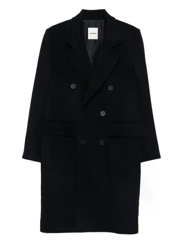 Sandro Double-breasted Coat - Blue