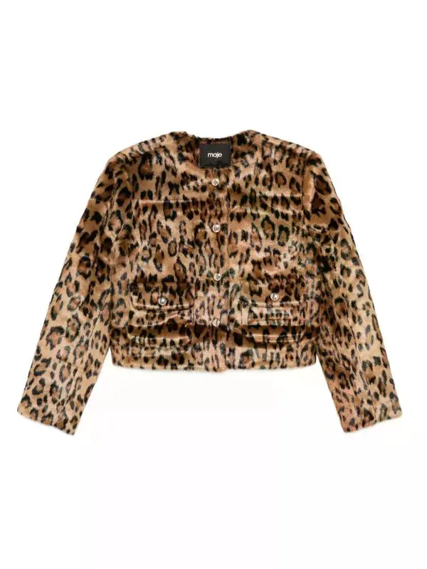 Maje Leopard-print Jacket - Brown