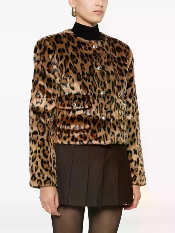 Maje Leopard-print Jacket - Brown