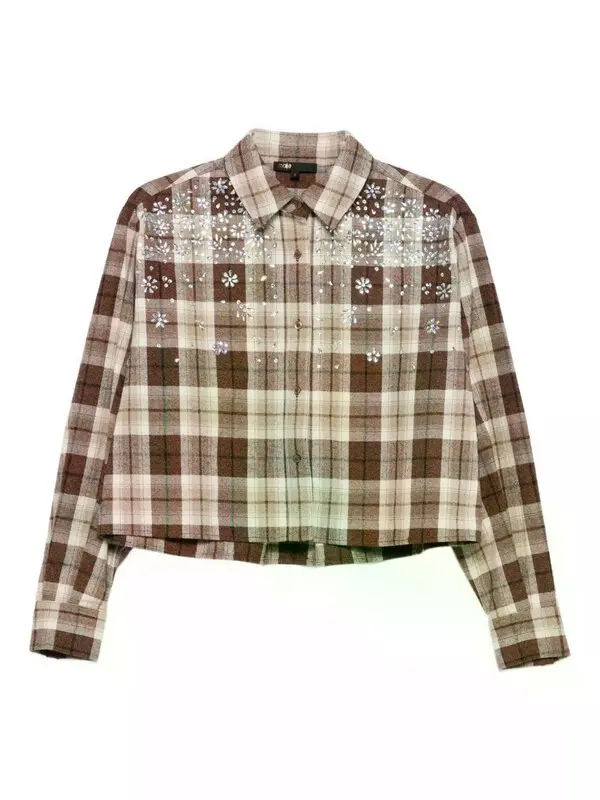 Maje Embellished Check-pattern Shirt