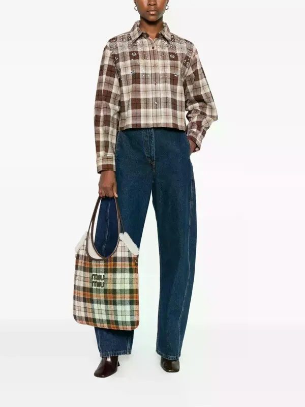 Maje Embellished Check-pattern Shirt