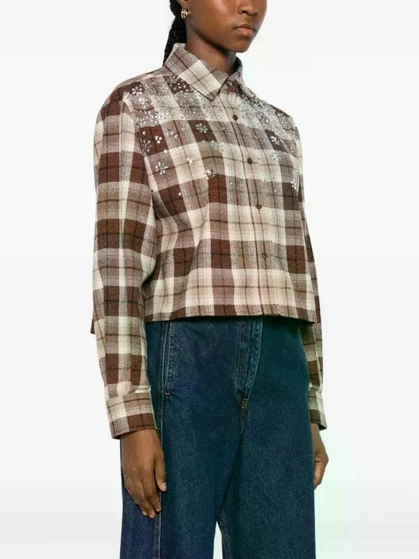 Maje Embellished Check-pattern Shirt