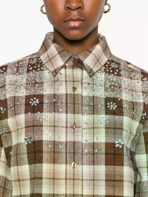 Maje Embellished Check-pattern Shirt
