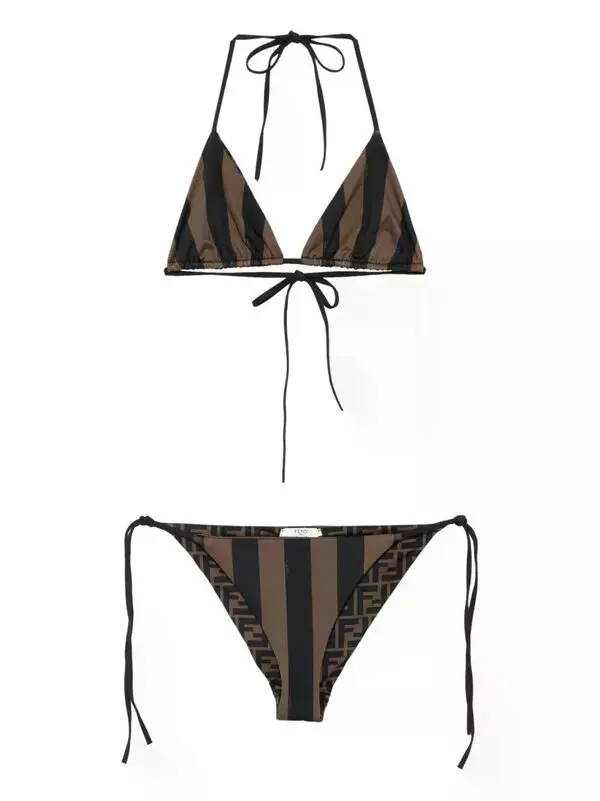 Fendi Patterned Reversible Bikini - Brown