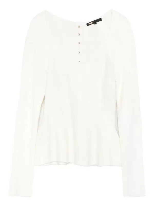 Maje Ribbed Square-neck Top - White