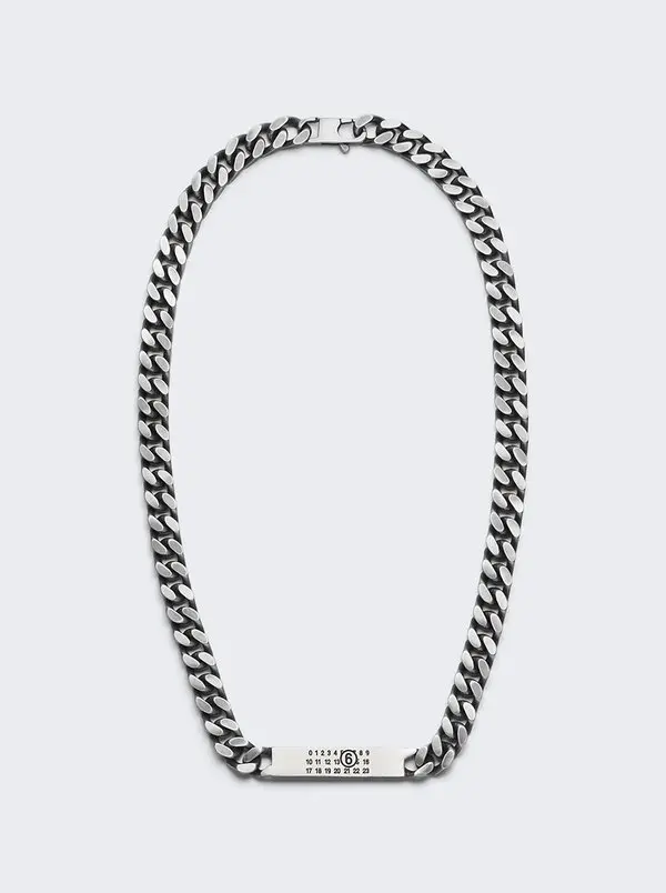 MAISON MARGIELA Logo Curb Chain Necklace - Silver