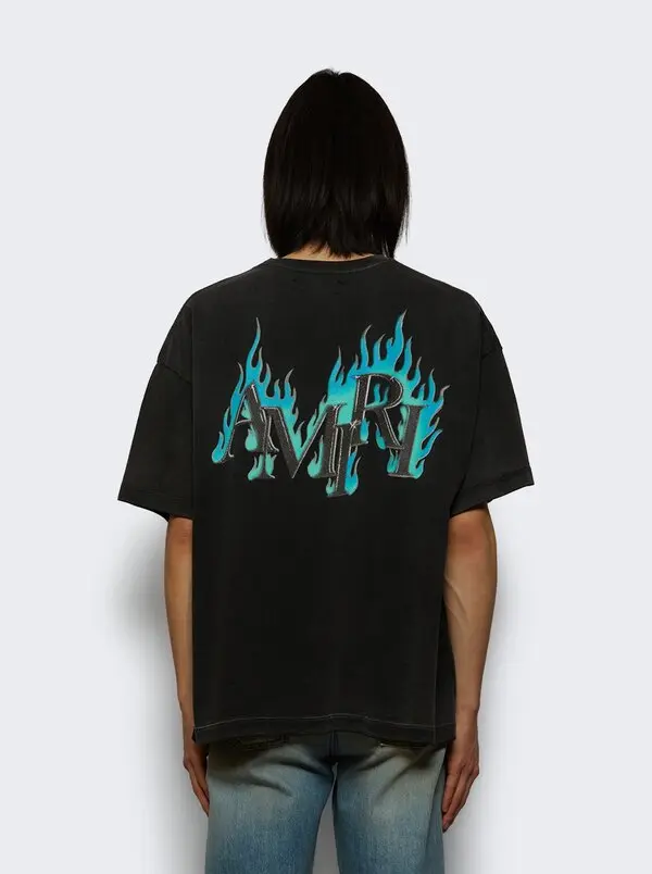 Amiri Flames Os Tee - Black