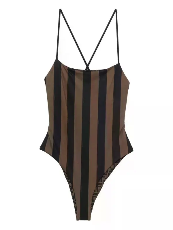 Fendi Patterned Reversible Swimsuit - Brown