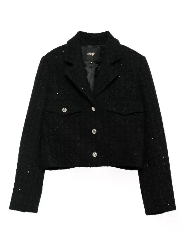 Maje Sequin-embellished Tweed Blazer