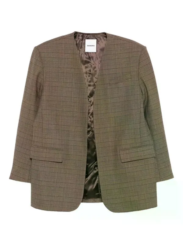 Sandro Checked Pattern Blazer - Brown