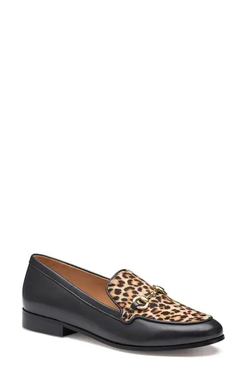 Johnston & Murphy Ali Genuine Calf Hair Bit Loafer - Black Leopard