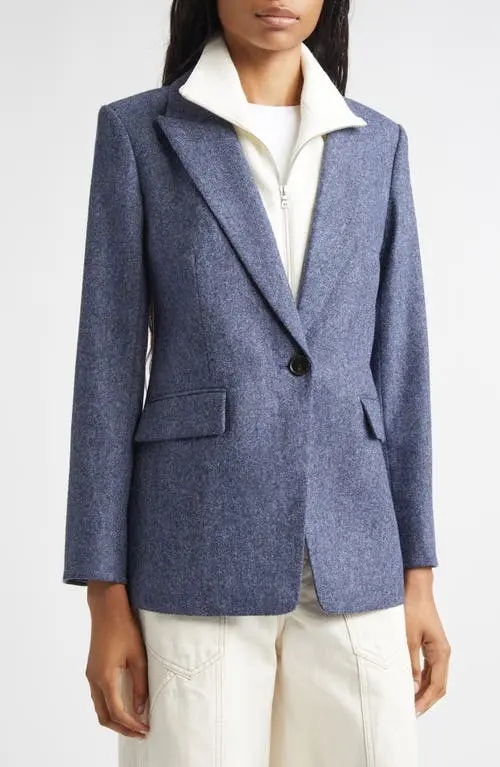 Veronica Beard Vega Wool Dickey Jacket - Blue Melange