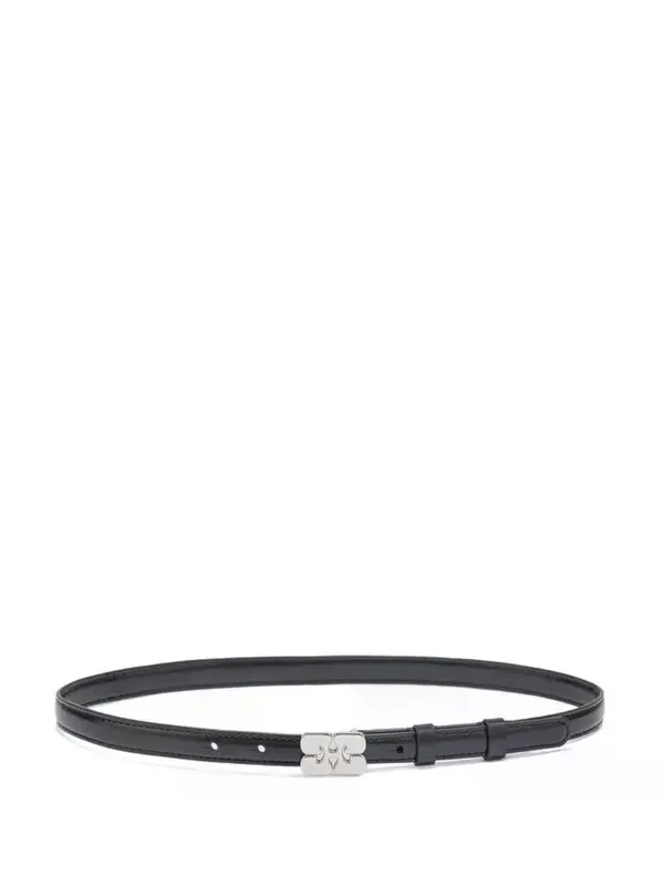 GANNI Logo Buckle Leather Belt - Black