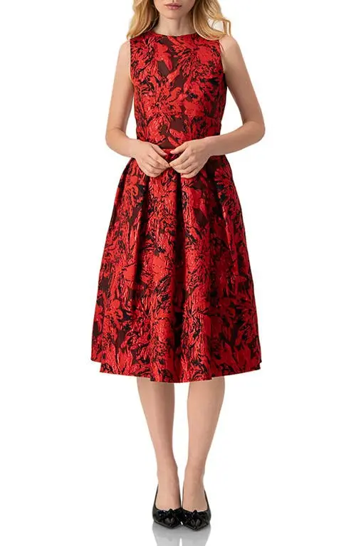 IVONNE Jacquard Sleeveless Midi Dress