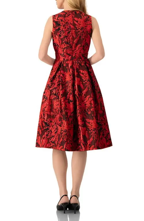 IVONNE Jacquard Sleeveless Midi Dress