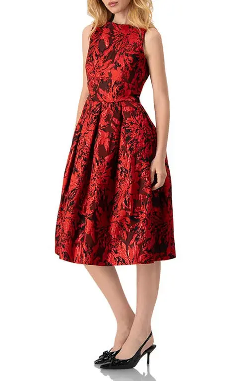 IVONNE Jacquard Sleeveless Midi Dress