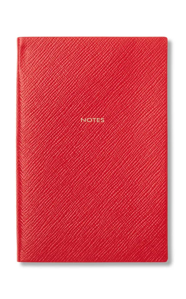 Smythson Notes Chelsea Panama Leather Notebook - Red