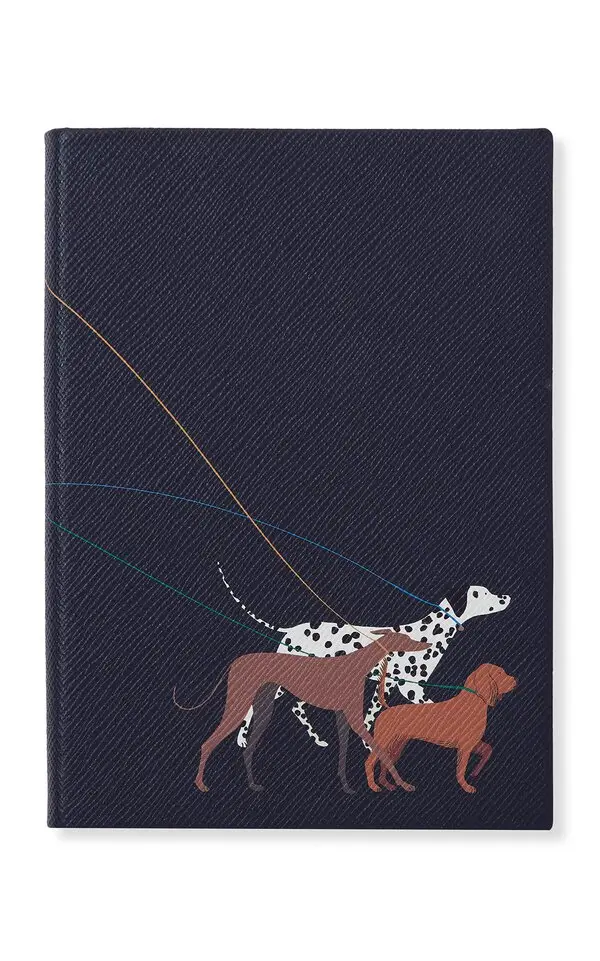 Smythson Panama Soho Dalmatian Leather Notebook - Blue