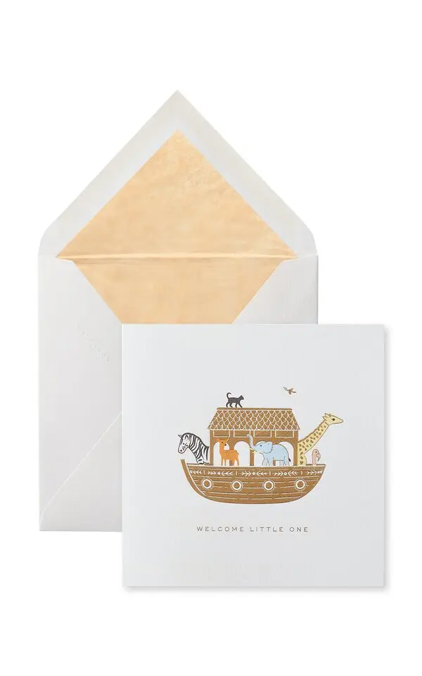 Smythson Noah's Ark 'welcome Little One' Baby Card - White