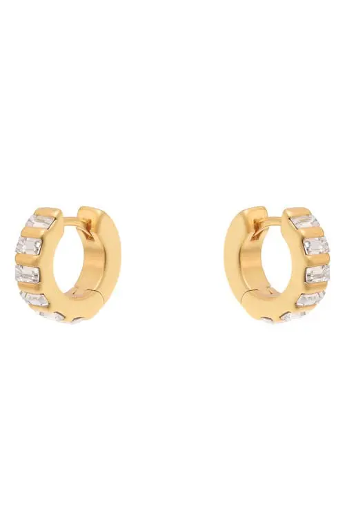 REISS Liza Linear Crystal Huggie Hoop Earrings - Gold Tone/clear Crystal