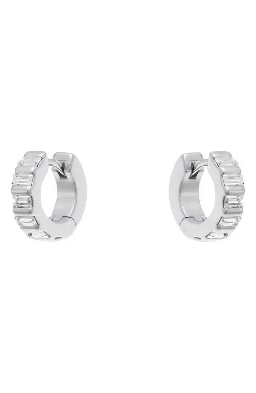 REISS Liza Linear Crystal Huggie Hoop Earrings - Silver Tone/clear Crystal