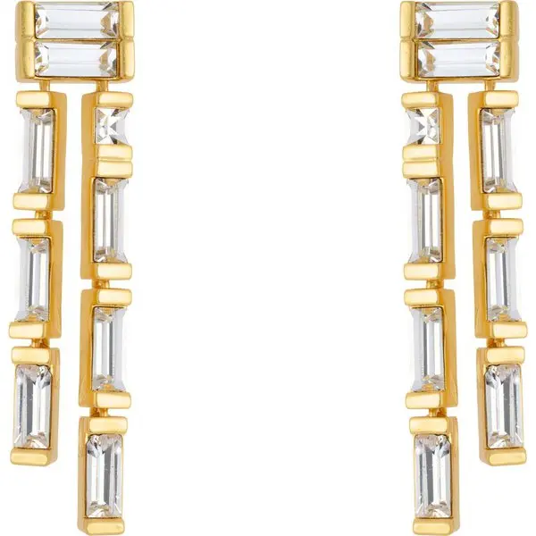 REISS Livia Linear Crystal Drop Earrings - Gold Tone/clear Crystal