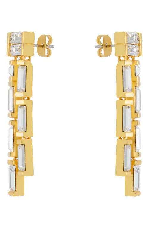 REISS Livia Linear Crystal Drop Earrings - Gold Tone/clear Crystal