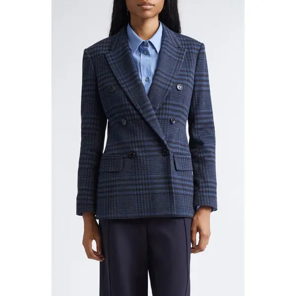 Max Mara Bisso Plaid Cotton & Wool Double-breasted Blazer