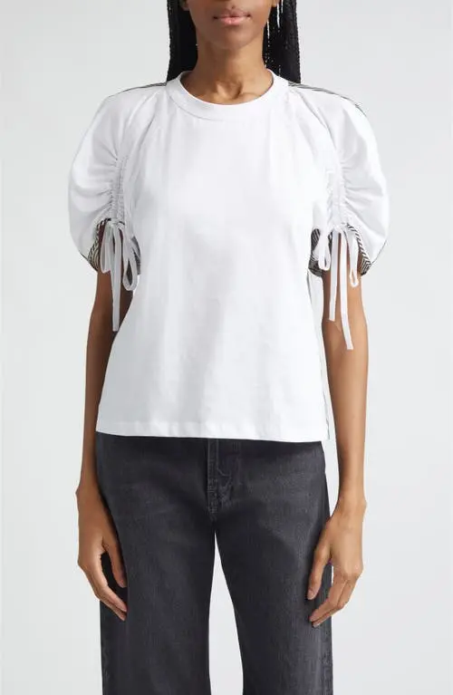 3.1 Phillip Lim Mixed Media Puff Sleeve T-shirt - White-black Multi