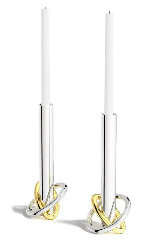 ANNA NEW YORK Ring Set Of 2 Candleholders - Silver/gold