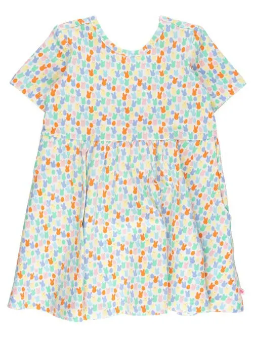 RUFFLEBUTTS Knit Short Sleeve Twirl Dress - Hoppy Eggs