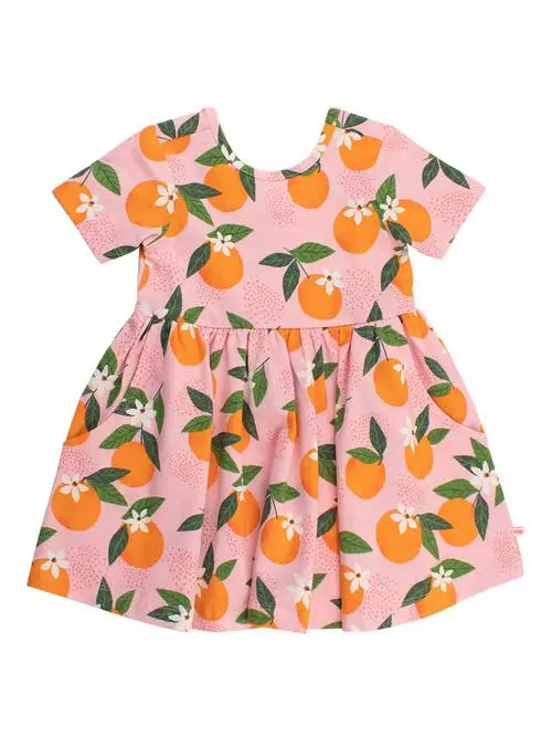 RUFFLEBUTTS Knit Short Sleeve Twirl Dress - Orange You The Sweetest