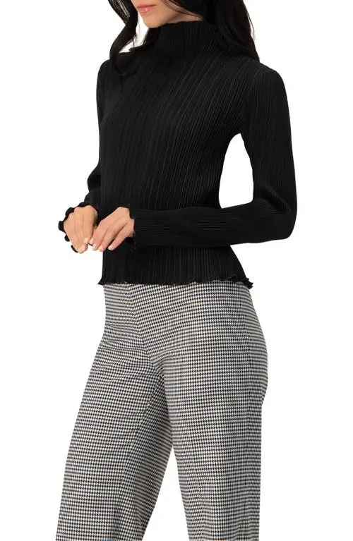 IVONNE Pleated Mock Neck Knit Top