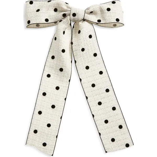 Tasha Polka Dot Bow Barrette - Ivory
