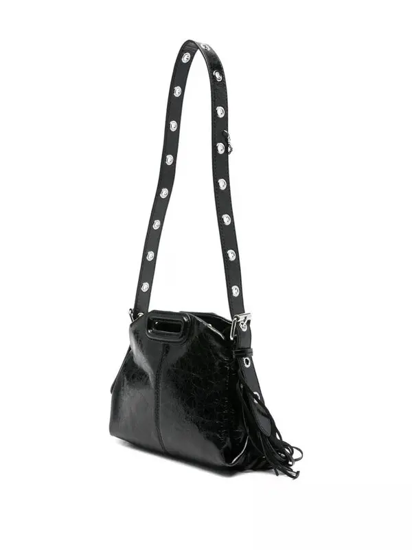 Maje Cracked-leather Fringe Tote Bag - Black