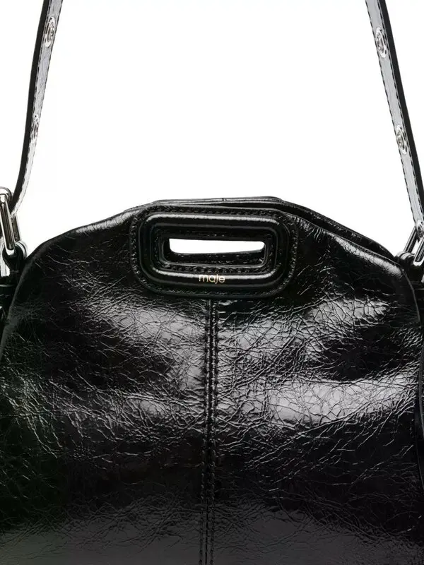 Maje Cracked-leather Fringe Tote Bag - Black