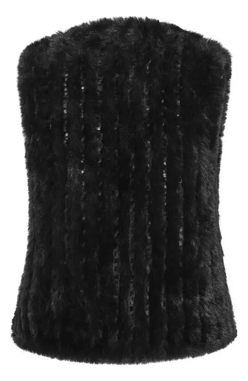 City Chic Eve Faux Fur Vest - Black
