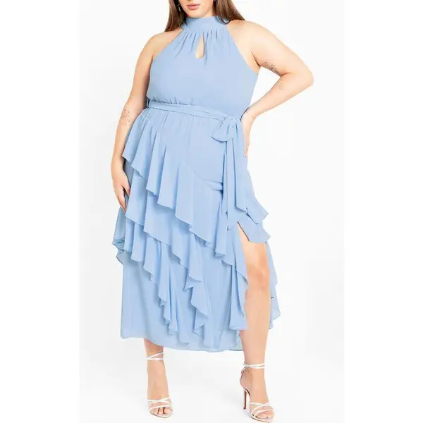 City Chic Sleeveless Ruffle Maxi Dress